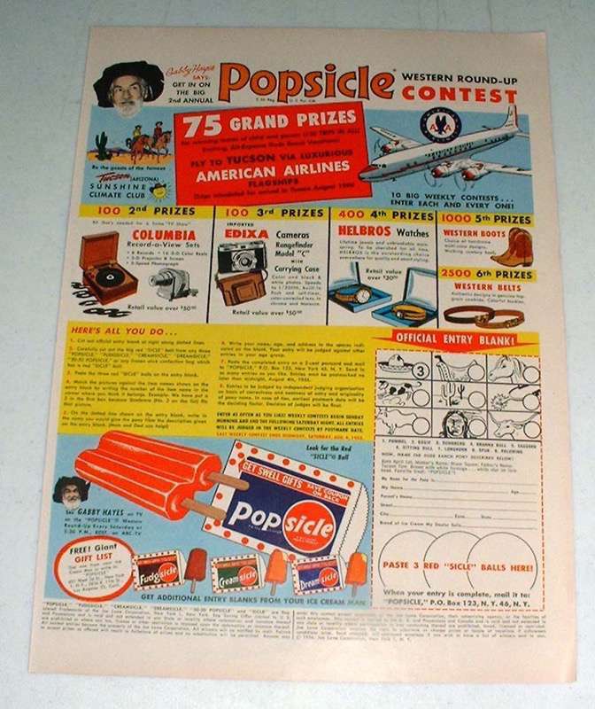 1956 Popsicle Ad w/ Gabby Hayes - Western Roundup | eBay