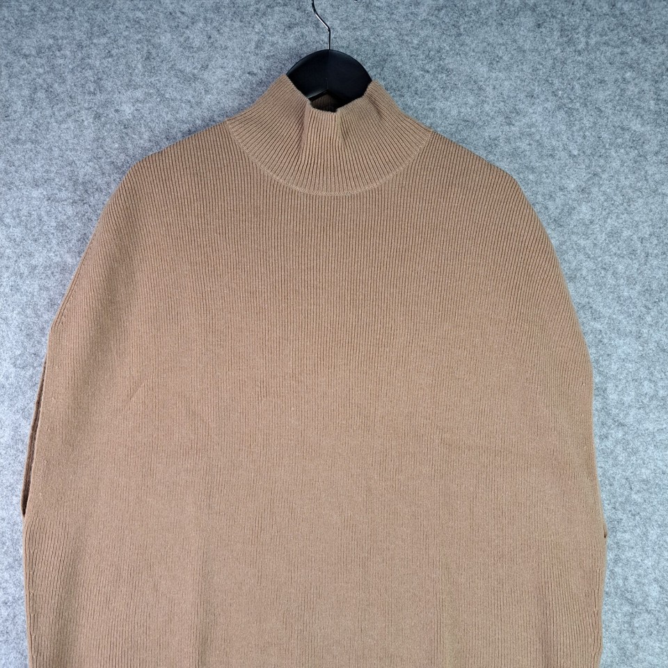 COS Jumper Womens XS Brown Turtle Neck Wool Alpaca Oversize Knit Poncho ...