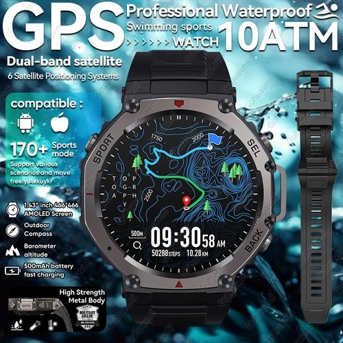 T-Rex 3 GPS Smart Watch (10ATM Waterproof, Built-In GNSS, Compass ...