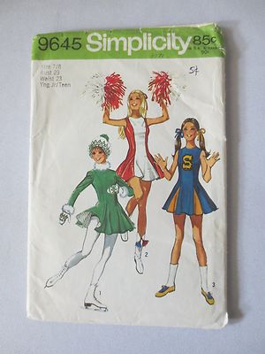 Vtg SIMPLICITY Cheerleader Skater Winter pattern #9645 size Jr 7/8 | eBay