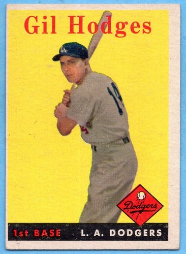 1958 Topps #162 Gil Hodges VG-VGEX+ Brooklyn Los Angeles Dodgers HOF ...