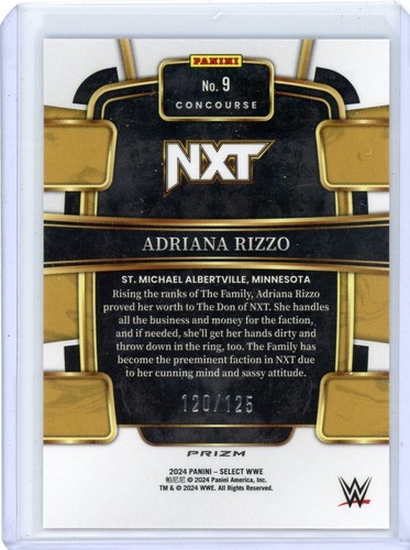 2024 Panini Select WWE Adriana Rizzo Concourse Level #9 Rookie RC White ...
