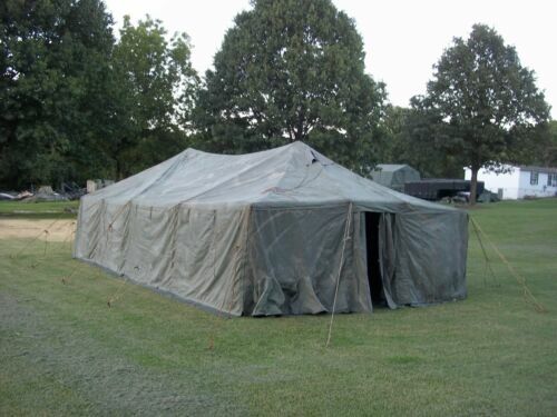 MILITARY SURPLUS VINYL CANVAS GP MEDIUM TENT 16x32 HUNTING ARMY POOR ...