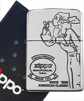 Zippo Windy Girl Silver Antique Brass Plating Double-Sided Processing ...