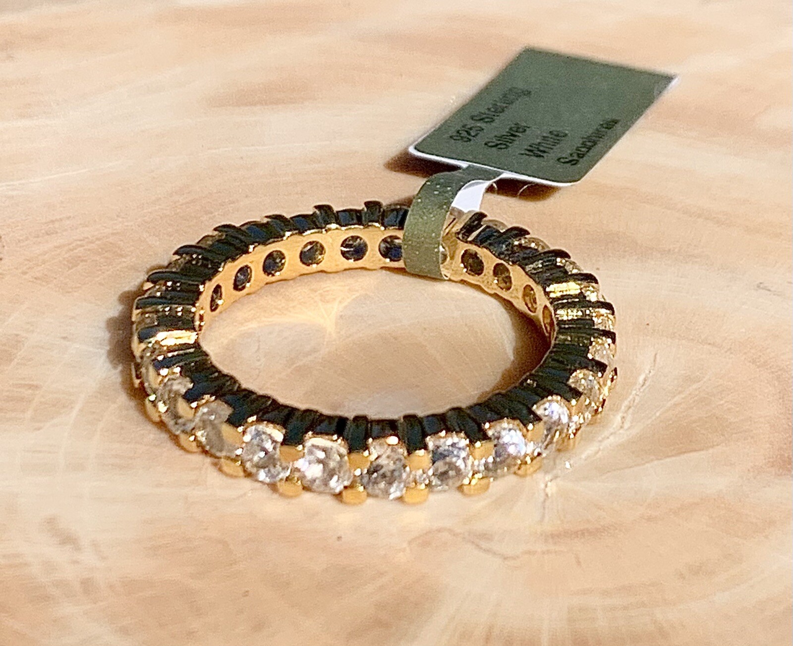 Stunning Eternity Ring W/White Sapphires Vermeil 925 Silver Sz 10 - New ...