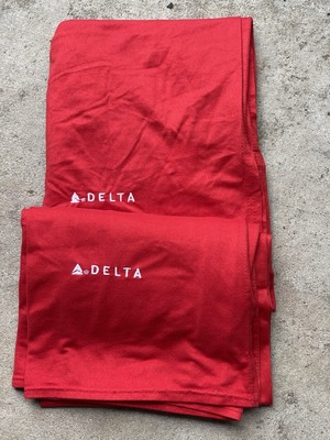 2 Delta Airlines Red Travel Flight Lap Blankets White Embroidered Logo ...