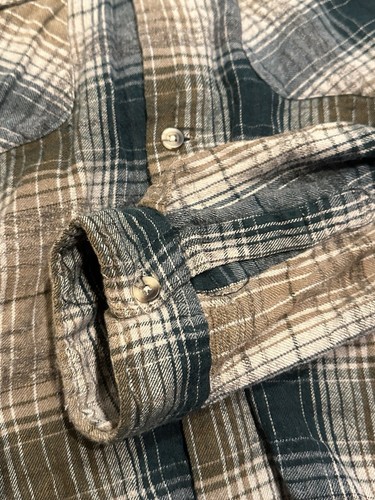 Vtg Rusty Flannel Mens XL Green Checkered Long Sleeve Button Up Shirt ...