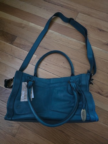 BORN Eva Dark Turquoise Leather Purse Satchel Handbag Shoulder ...