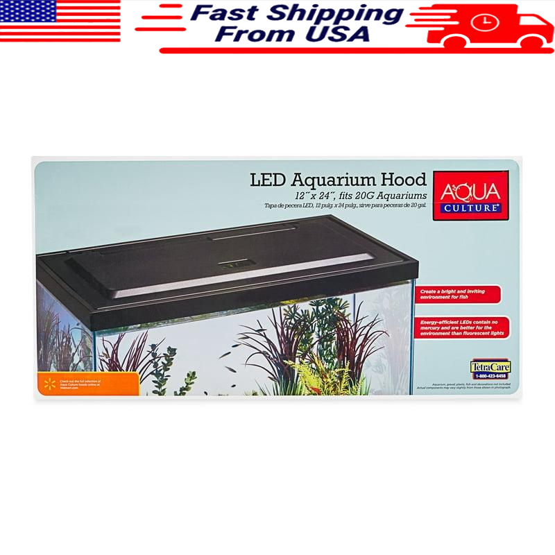 20 Gallon LED Fish Tank Hood Natural Daylight Glow 24"x12" Easy Access ...