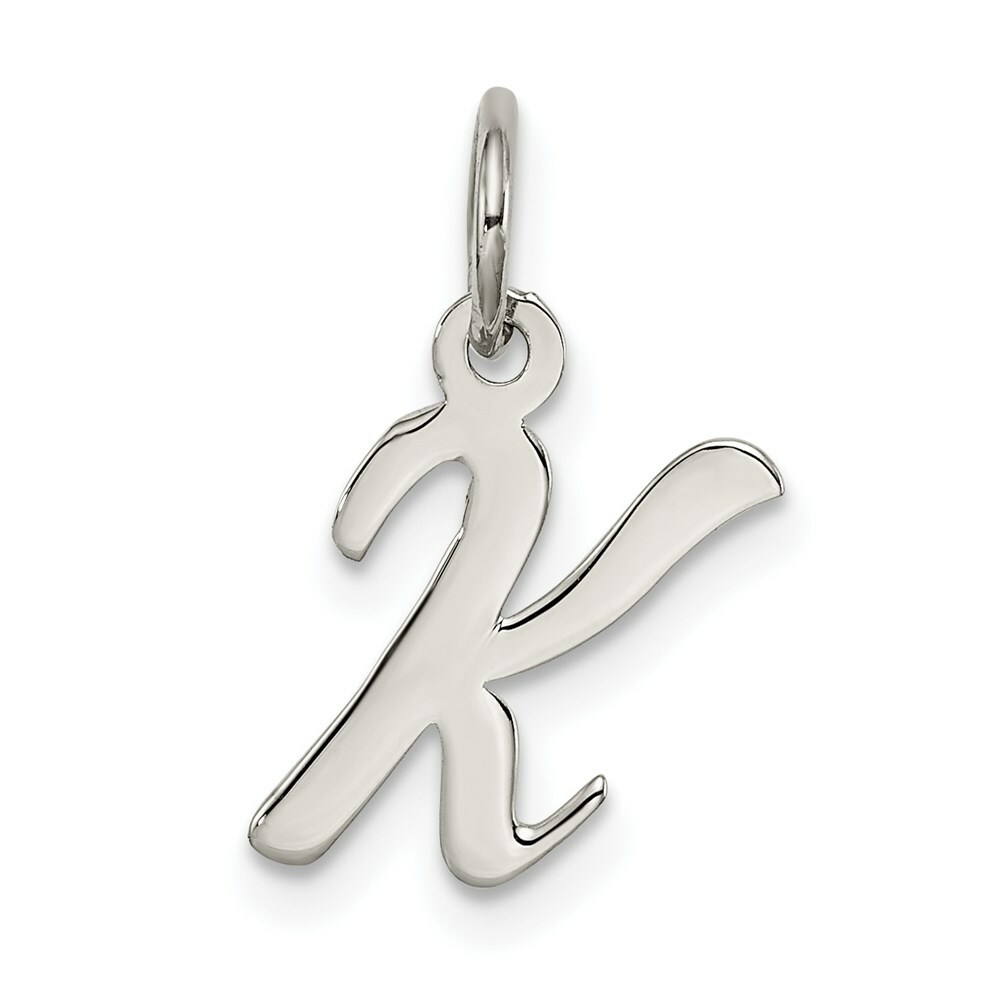 Sterling Silver 925 Small Script Letter K Initial Charm Pendant 0.63 ...