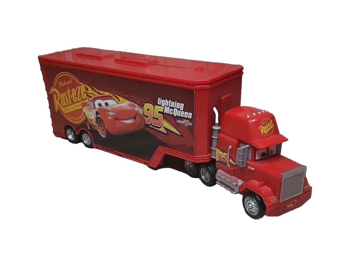 Disney Cars Mack Carrier Rust-eze XRS 4 Car Stunt Race Playset New In ...