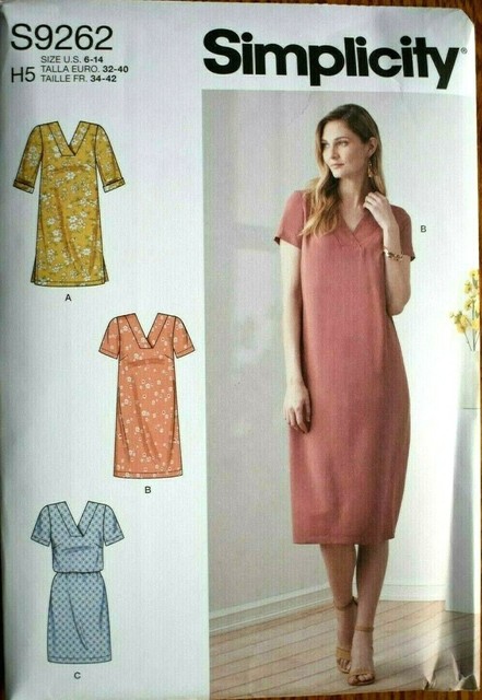 SIMPLICITY PATTERN 9262 SHIFT DRESSES MISSES SIZES 6 8 10 12 14 UNCUT ...