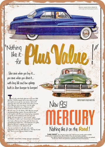 METAL SIGN - 1951 Mercury Nothing Like It for Plus Value Vintage Ad | eBay