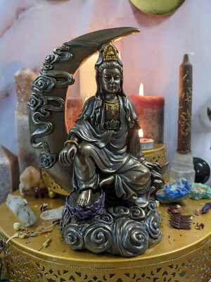 Large Quan Yin Moon Statue Crescent Goddess Compassion Kuan Kwan ...