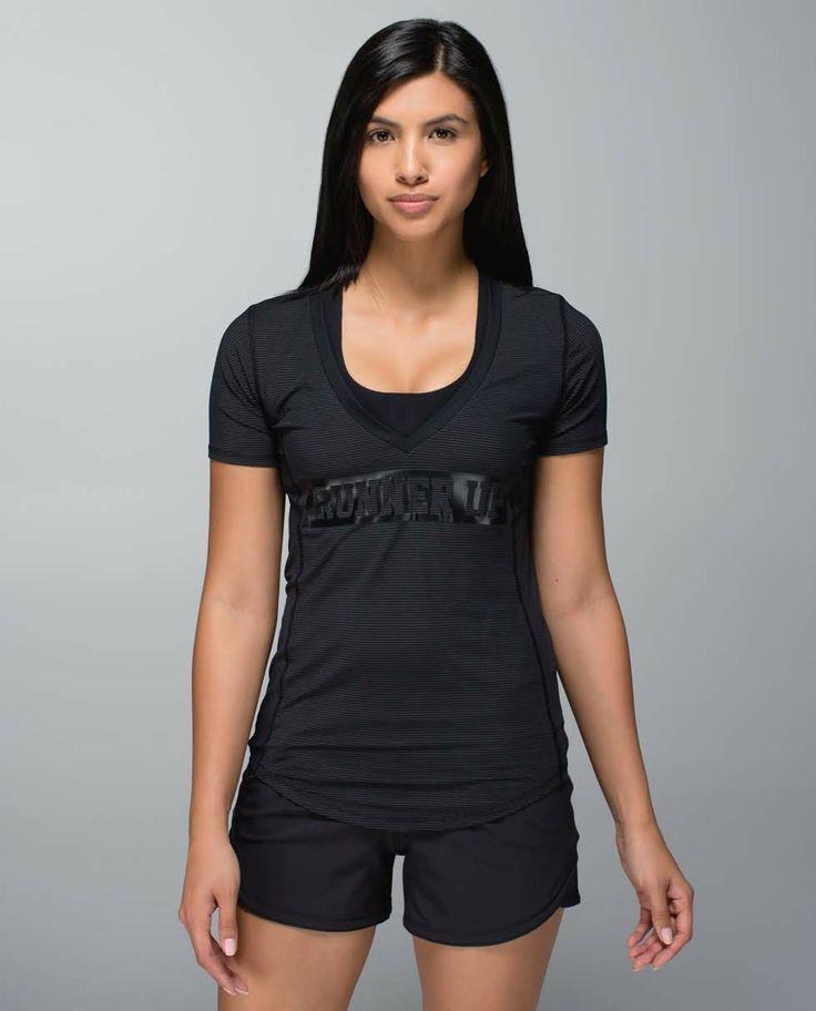 LULULEMON~BLACK~STRIPED *ENERGY SS TEE* RUNNER UP~SWEAT LIFE~RUN SHIRT ...