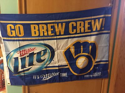 Milwaukee Brewers 40x28" Flag Miller Lite Go Brew Crew Classic MLB Logo ...