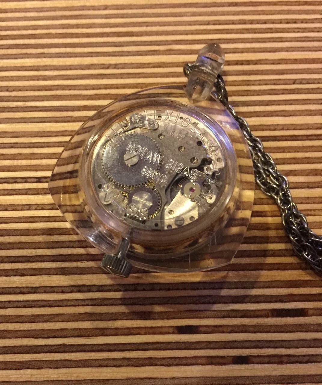 VINTAGE RARE LUCERNE SWISS LUCITE PENDANT WATCH RED DIAL Manual Wind ...