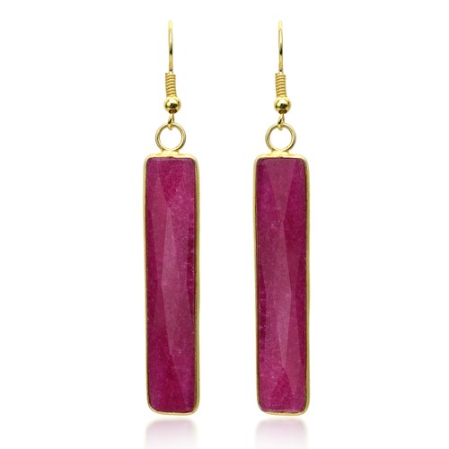 Unique Simulated Ruby Rectangular Bars on Gold-Plated Over Brass ...