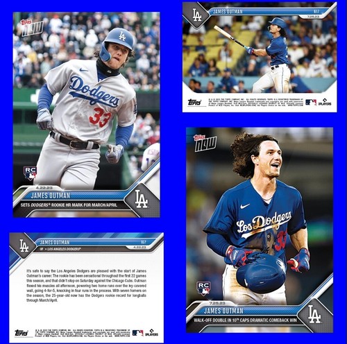 (2) 2023 MLB Topps Now James Outman ROOKIE CARDS SP Dodgers #167 & #617 ...
