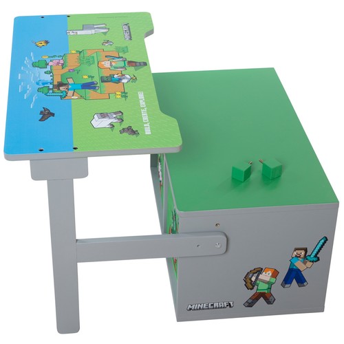 Minecraft 2-in-1 Bench & Table - Wooden Seating Converts to Play Desk ...