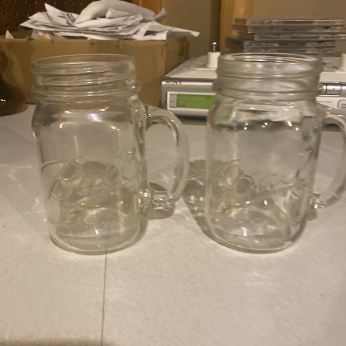 16Oz Pint Ball Jar Drinking Mason Glass Drinking Mug with Handle Pint ...