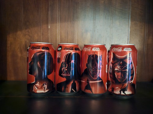 Star Wars Coca Cola 4 Sealed Cans- Leia ~ Ahsoka ~ Darth Vader and ...