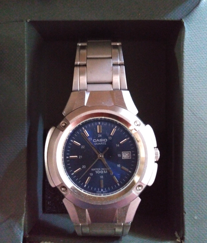 MEN'S CASIO WATCH - BEAUTIFUL BLUE DIAL-STAINLESS STEAL- QUARTZ - NEW ...