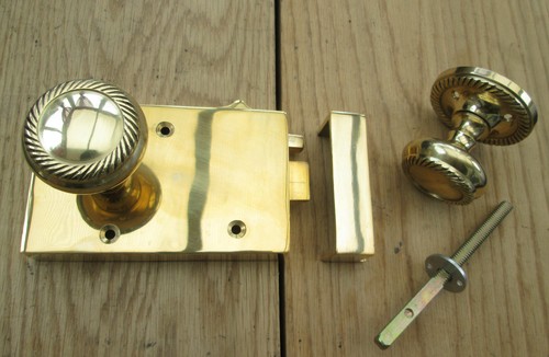 Solid Brass Old Style Door Georgian door RIM LOCK LATCH KNOB SET | eBay