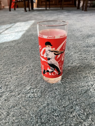 COKE GLASS COCA COLA CLASSIC BASEBALL PLAYER BAT BATTER WATER TUMBLER ...