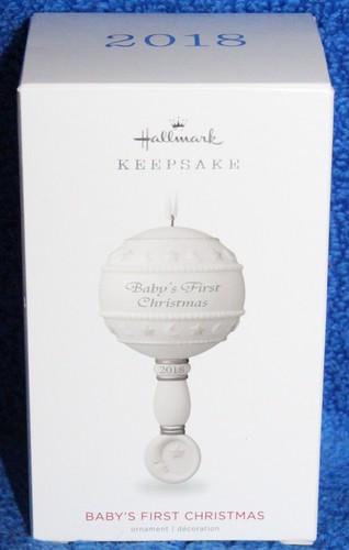 Hallmark Ornament 2018 BABY'S FIRST CHRISTMAS PORCELAIN RATTLE NIB | eBay
