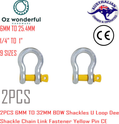 2PCS 6MM To 25mm Bow Shackles U Loop Dee Shackle Chain Link Tow Car ...