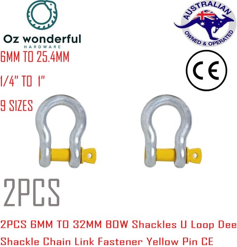 2PCS 6MM To 25mm Bow Shackles U Loop Dee Shackle Chain Link Tow Car ...