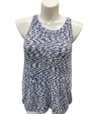 Adyson Parker White Blue Knit Sleeveless Halter Neck Top Size 1X New | eBay