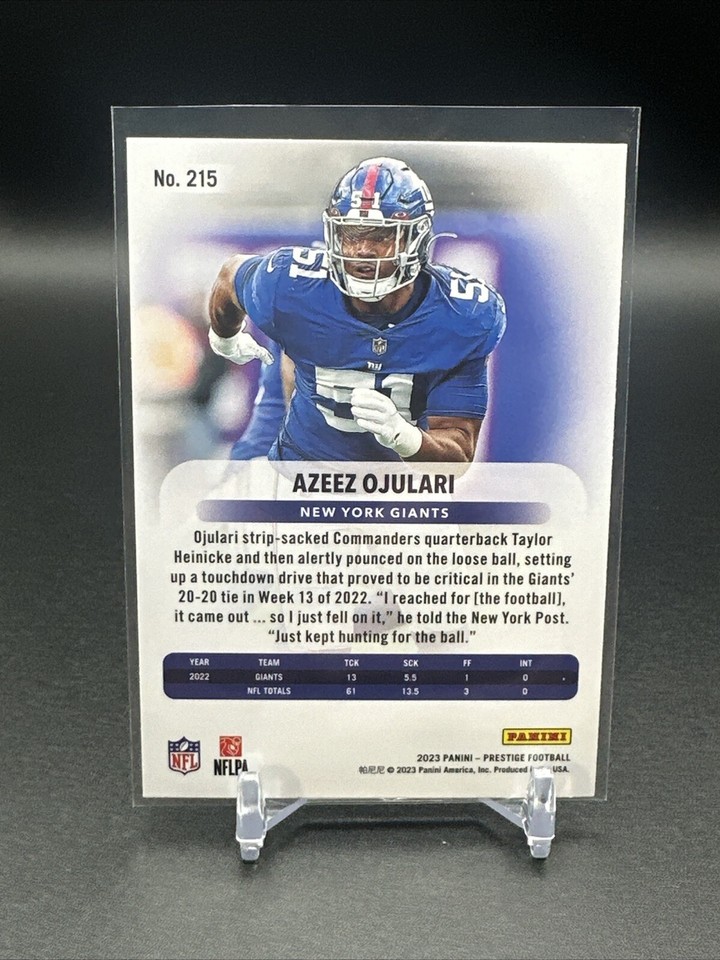 Azeez Ojulari 2023 Panini Prestige Football Card Base #215 New York ...