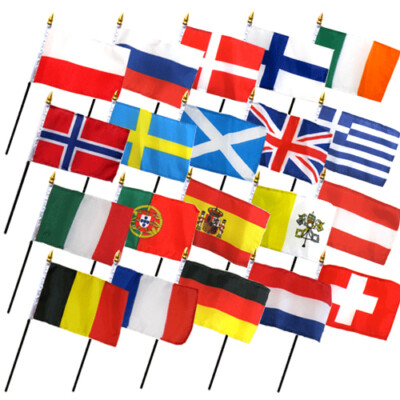 Set of 20 European Country Flags 4x6in Stick Flags of Europe | eBay