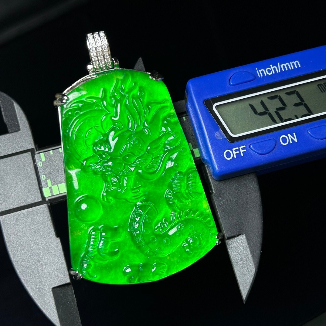 Certified Nature Perfect High Ice Blue Jade Jadeite Dragon Pendant ...