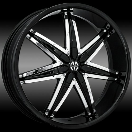 26" Inch Black Massiv 923 Spline Wheels Rims +25 5x115 5x120 5x114.3 24 ...