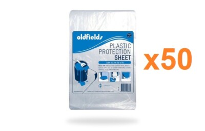 50 Pack of Paint Drop Sheet Dust Cover Sheets 2.7x3.6m Plastic ...