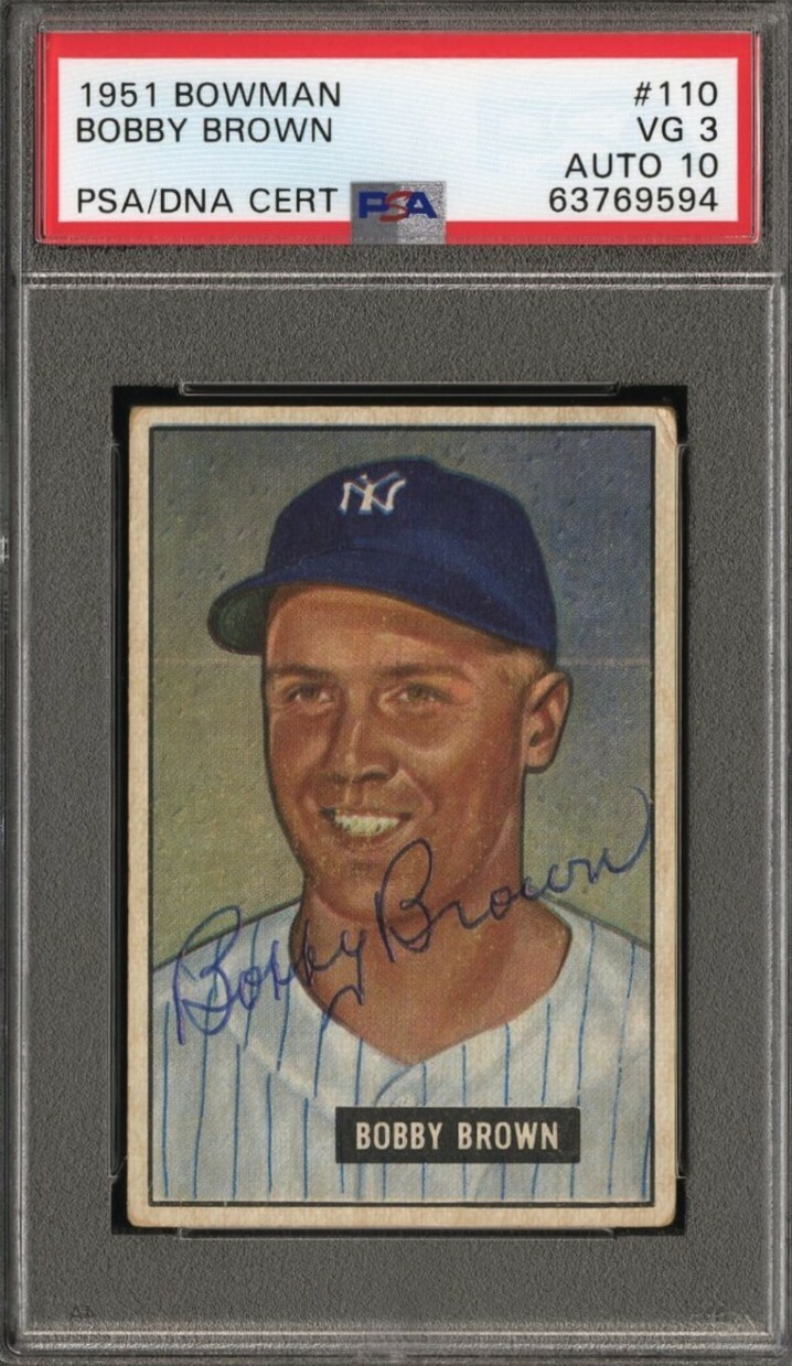 bobby brown New York Yankees 1951 BOWMAN AUTO PSA Graded Baseball Team