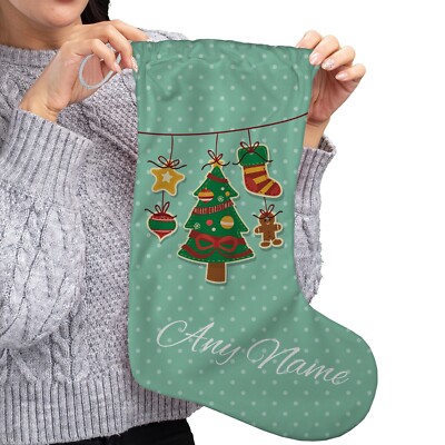 Personalised Christmas Stocking - Tree Decorations Green - Customised ...