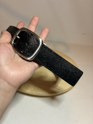 Robert Graham Embossed Paisley Black Leather Belt Men’s Size 34 Silver ...