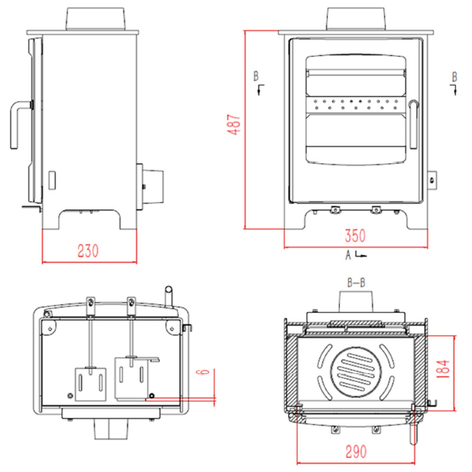 Solway Small Multi Fuel Stove 4 kW Caravan Log Burner Multifuel Cast ...