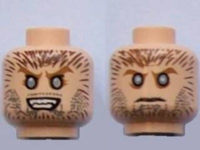 LEGO - Minifig, Head Werewolf Fur w/ Pointed Teeth / Closed Mouth Grim ...