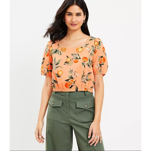 NWT Loft Orange Harvest Cris Cross Cropped Top Cotton Size Small | eBay