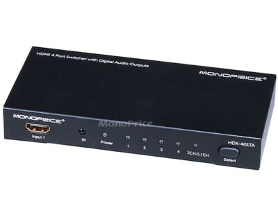 Monoprice HDMI 4 Port Switcher w/ Digital Audio Outputs HDX-401TA | eBay