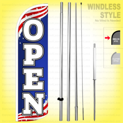 OPEN - Windless Swooper Flag Kit 15' Feather Banner Sign Patriotic bq58 ...