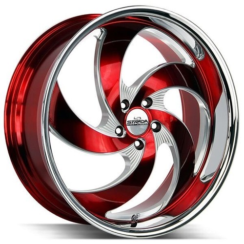 22" STRADA WHEELS RETRO 5 CANDY RED MILLED WITH SS LIP RIMS (P06) | eBay