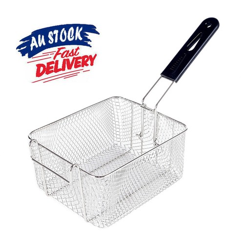Stainless Steel Deep Fry Basket Rectangle Wire Mesh Strainer with Long ...