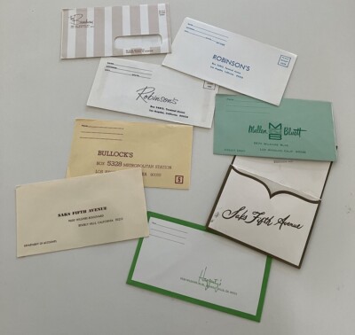 Old Vintage 60s Credit Card Payment Envelopes Saks Robinsons Bullocks ...