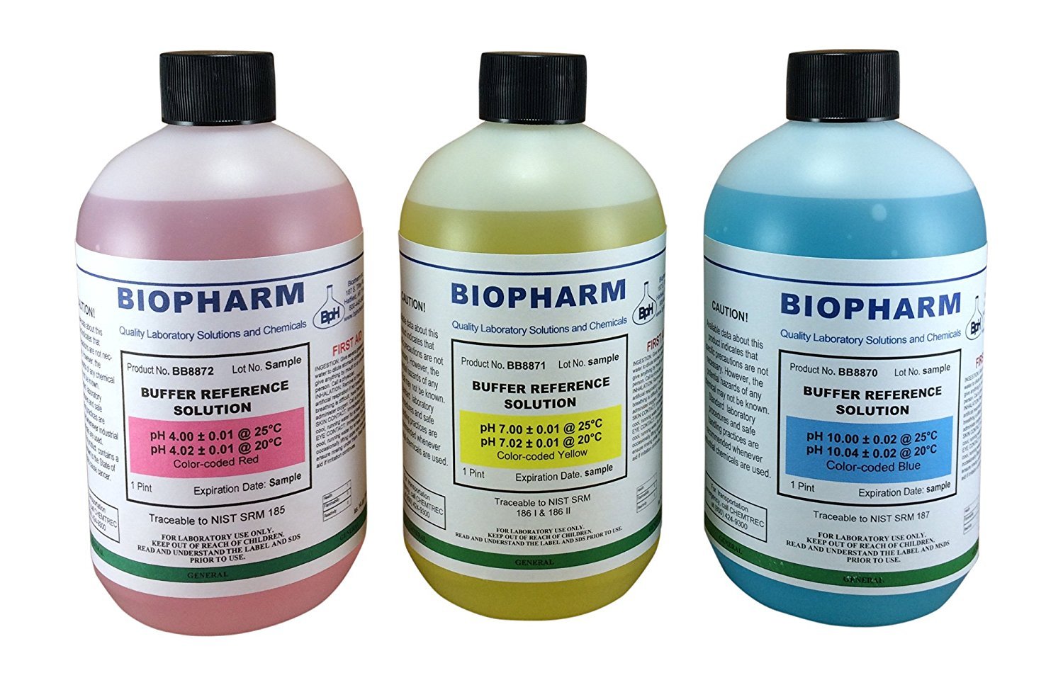 Biopharm Buffer Calibration Solution Kit 3-Pack of 500 mL each pH 4, 7 ...